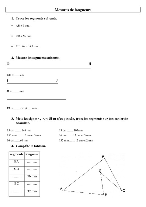 Mesures de longueurs - Ce2 - Exercices à imprimer - Pass Education