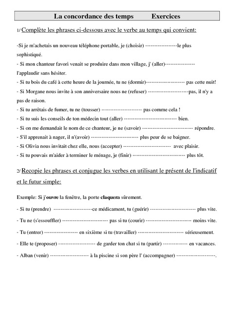 Concordance des temps : Imparfait et le passé simple – Leçon – Cm2 ...