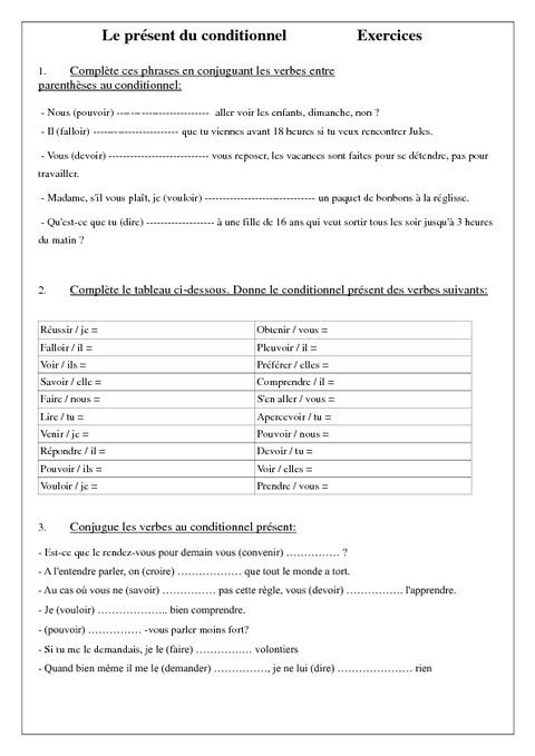 Présent du conditionnel – Leçon – Cm2 – Conjugaison – Cycle 3 - Pass ...
