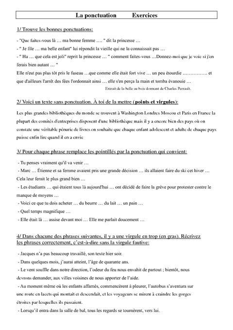 Ponctuation - Cm2 - Exercices - Grammaire - Cycle 3 - Pass Education