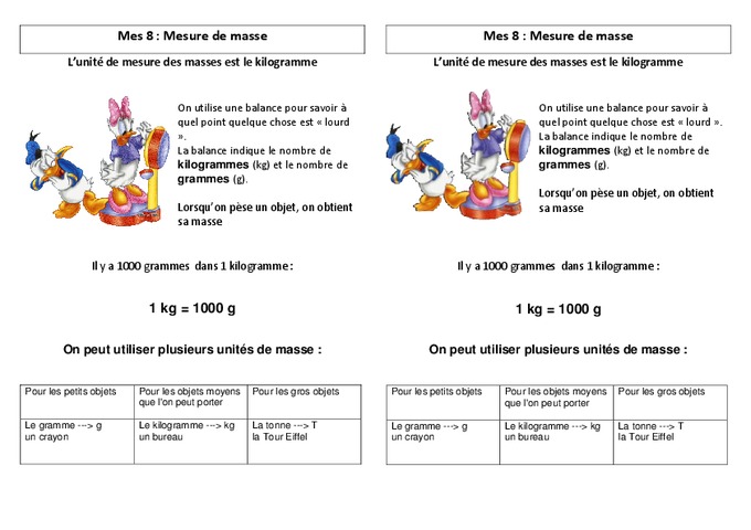 Mesures de masse - Ce2 - Leçon - Pass Education