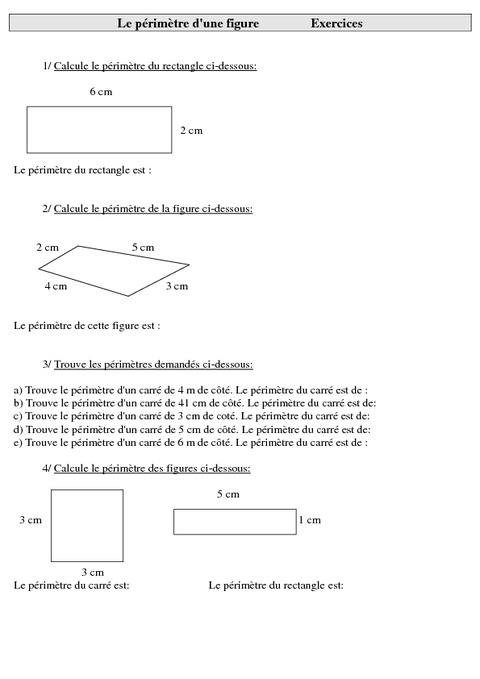 Périmètre d'une figure – Ce2 – Exercices - Pass Education