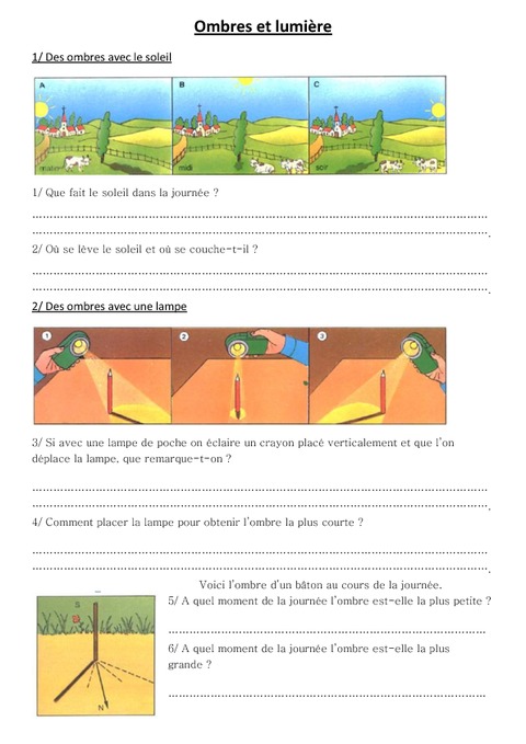 Ombres et lumière - Exercices - Ce2 - Cm1 - Sciences - Cycle 3 - Pass ...