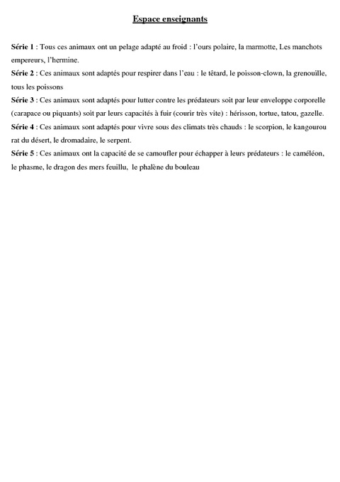 Adaptation des animaux à leur milieu – Exercices – Cm1 - Cm2 – Sciences ...