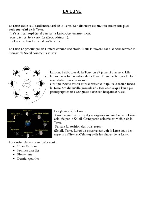 Lune - Leçon – Cm1 - Cm2 – Sciences – Cycle 3 - Pass Education
