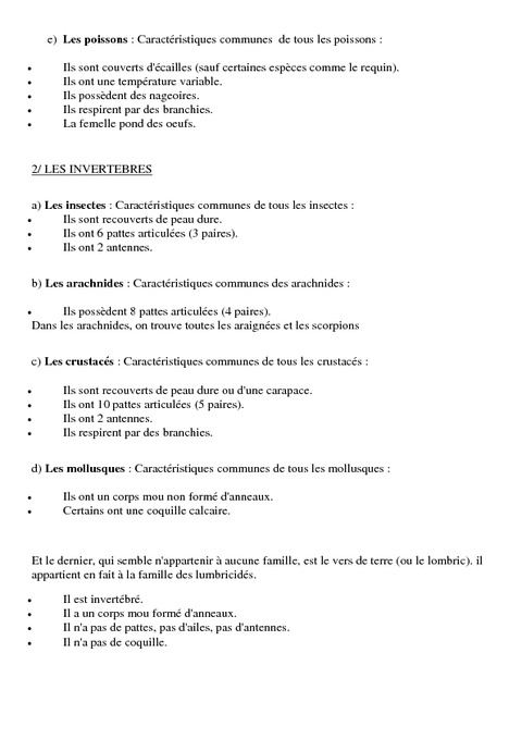 Classification des animaux – Leçon – Cm1 – Sciences – Cycle 3 - Pass ...