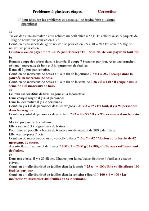 Problèmes à plusieurs étapes - Problèmes - Ce2 - Exercices - Cycle 3 2 ...