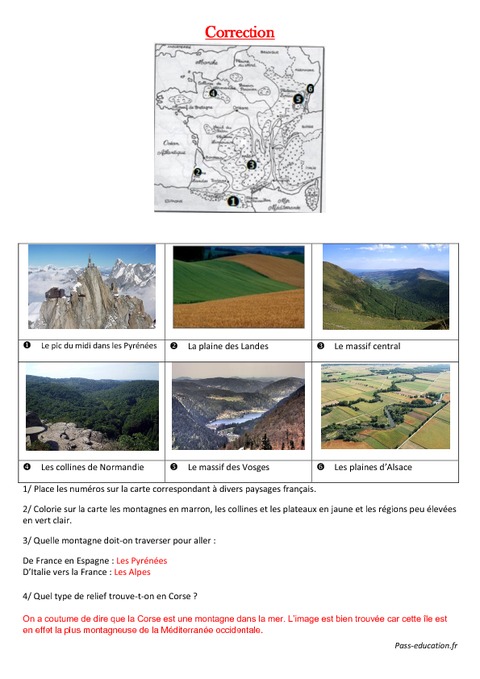 Relief de la France - Ce2 - Cm1 - Géographie - Pass Education