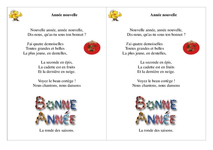 Année nouvelle - Poésie, poème - Ce1 - Nouvel an - Cycle 2 - Pass Education