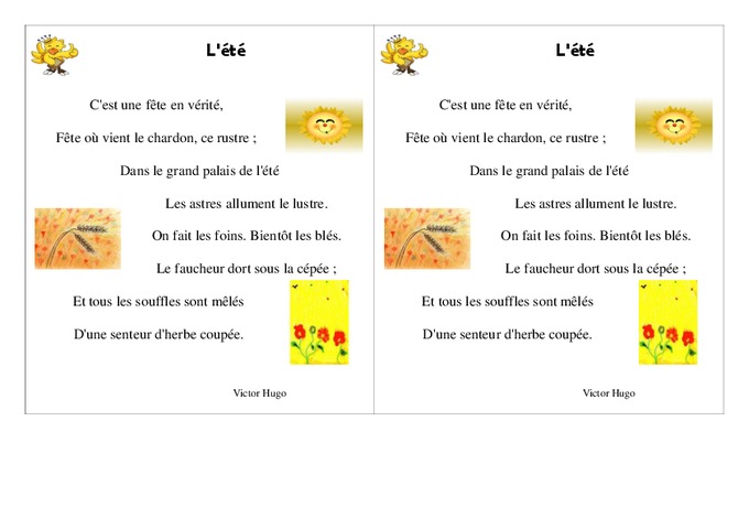 Les saisons – L'été - Ce2 – Poésie cycle 3 - Pass Education