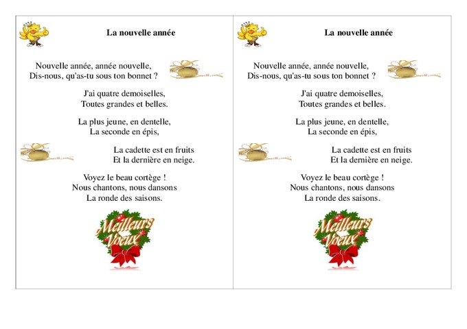 La nouvelle année - Poésie, poème - Ce1 - Nouvel an - Cycle 2 - Pass ...