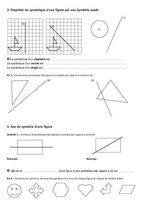 Symétrie axiale - Figures usuelles – 6ème – Géométrie - Exercices ...