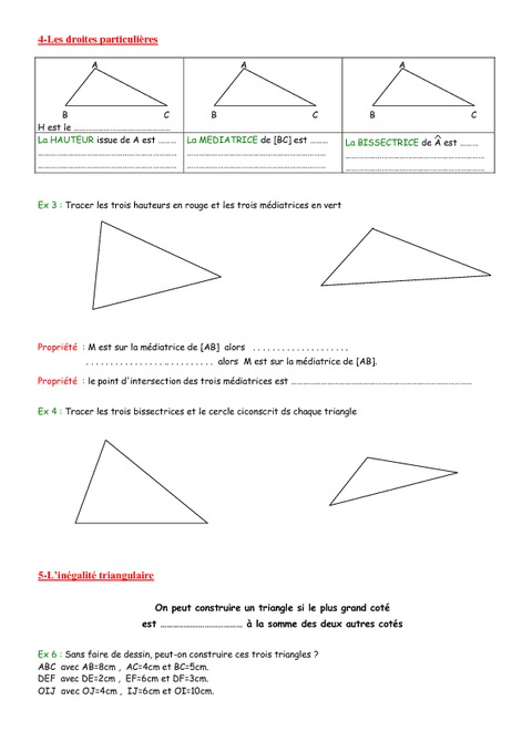Triangles - 5ème – Géométrie – Exercices – Contrôle – Mathématiques ... Triangles - 5ème – Géométrie – Exercices – Contrôle – Mathématiques ...