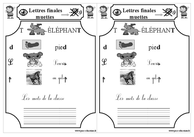 Le son - Lettre muette finale - Cp - Etude des sons - Lecture - Cycle 2 ...