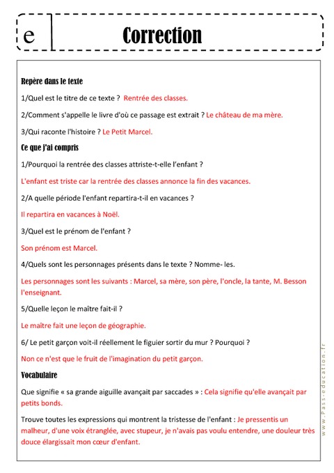 Rentrée des classes - La rentrée - Ce2 - Lecture - Cycle 3 - Pass Education