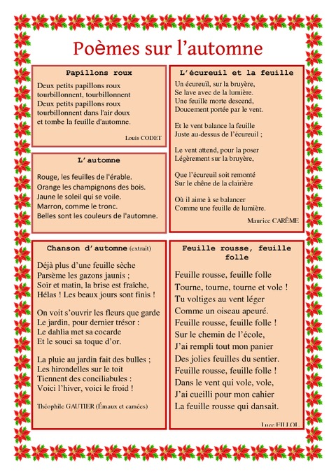 Automne - Poèmes - Lecture poésie - Cycle 2 - Cycle 3 - Pass Education