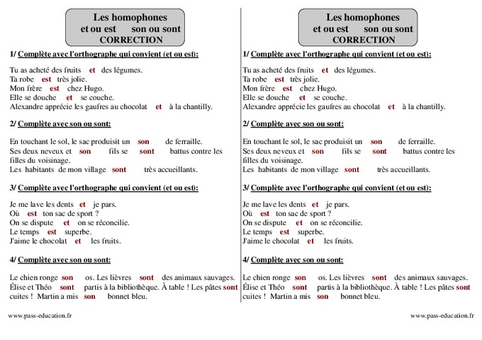 Exercice Sur Son Et Sont Ce2 | Chtoby Pomnili