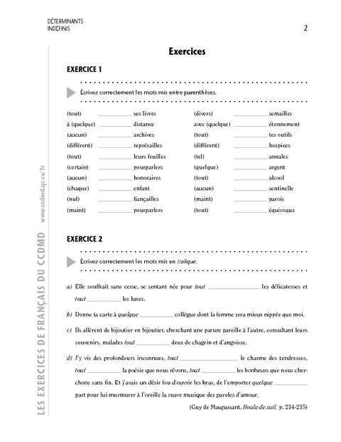 Déterminants - 6ème - Exercices corrigés - Grammaire - Soutien scolaire ...