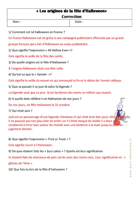 Halloween: Les origines - Lecture compréhension - Cycle 3 - Ce2 - Cm1 ...