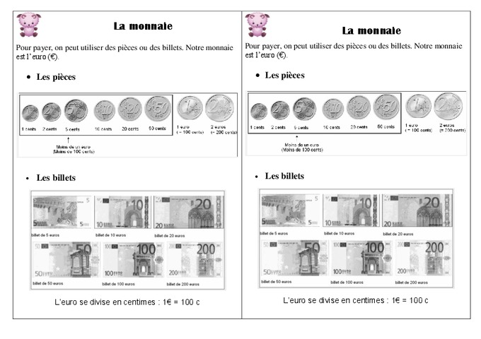 Monnaie – Ce1 - Leçon - Pass Education