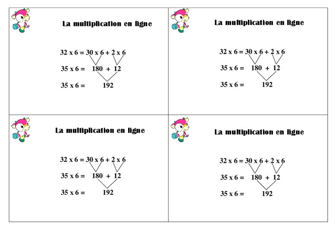 Multiplication en ligne – Ce1 - Leçon - Pass Education