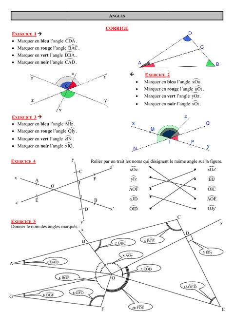 Angles - 6ème - Exercices - Correction - Collège - Mathématiques ...