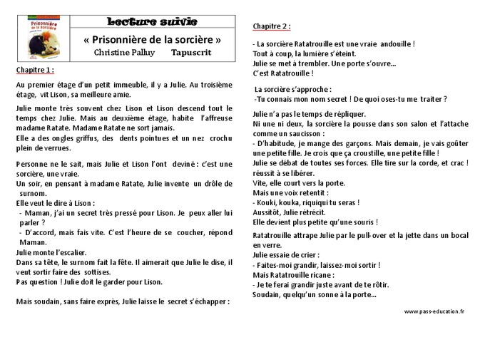 Prisonnière de la sorcière - Lecture suivie - Cycle 2 - Cycle 3 ...