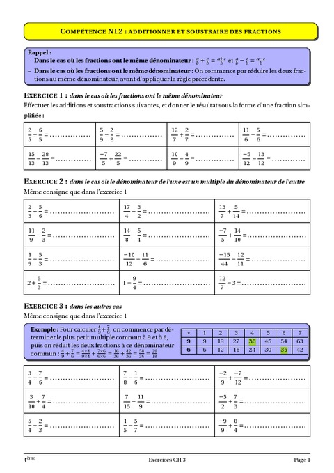 Ecritures fractionnaires – 4ème – Cours – Exercices – Collège – Mathématiques - Pass Education