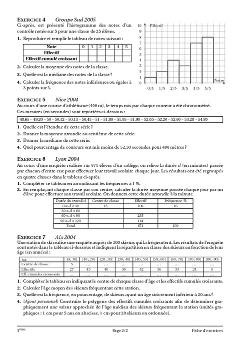 Statistiques – 3ème – Cours – Exercices – Collège – Mathématiques ...