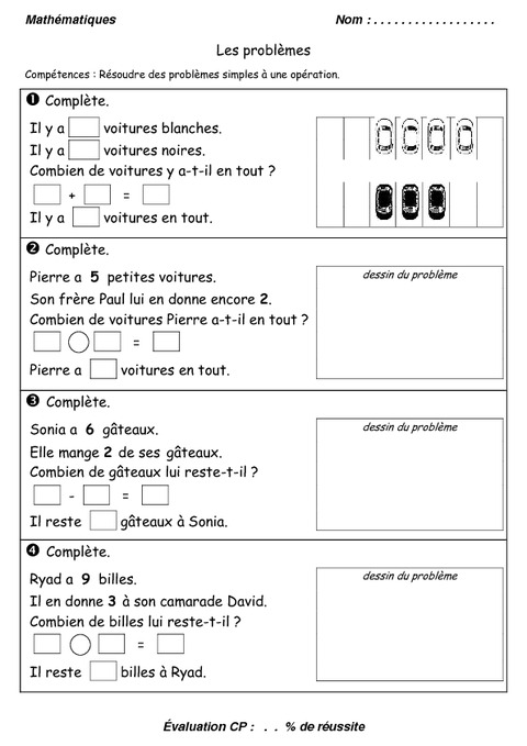 Problèmes – Cp – Evaluation – Cycle 2 – Mathématiques - Pass Education