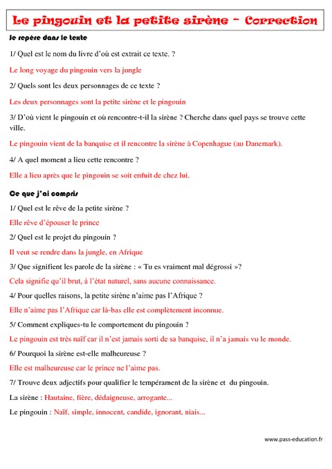 Le pingouin et la petite sirène - Cm1 - Cm2 - Texte théâtrale – Lecture ...