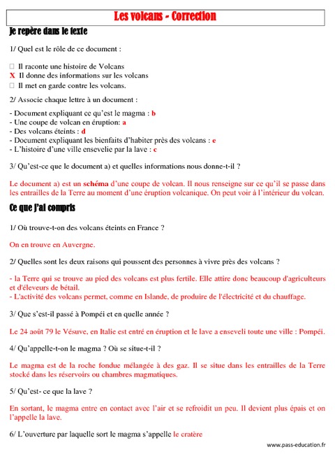 Les volcans - Cm1 - Cm2 – Documentaire – Lecture – Cycle 3 - Pass Education