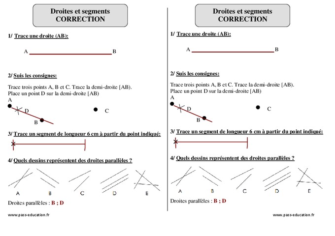 Droites - Segments – Ce1 – Exercices corrigés – Géométrie – Cycle 2 ...