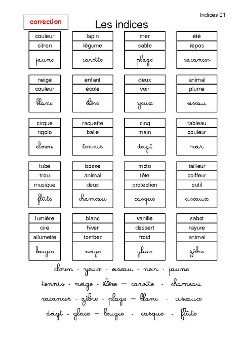 Indices – Charades – Lecture ludique – Ce2 – Français – Cycle 3 - Pass ...