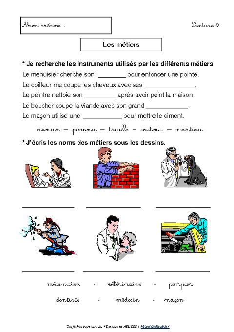 Métiers - Cp - Ce1 - Lecture compréhension - Français - Cycle 2 - Pass ...