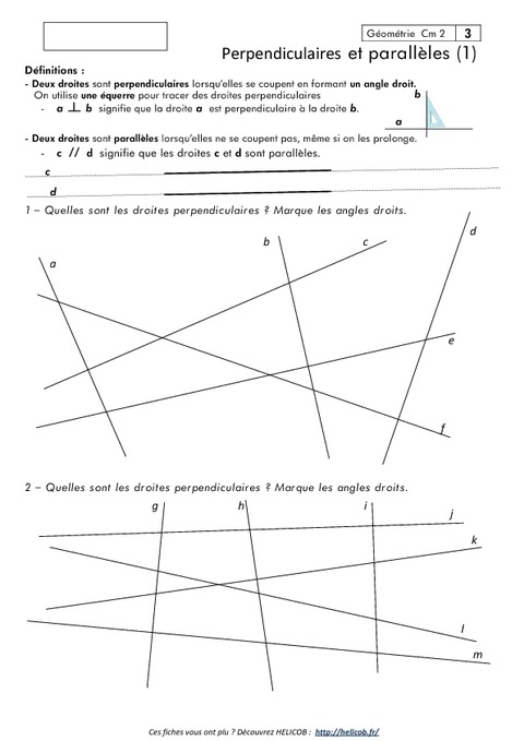 Perpendiculaires - Parallèles - Cm2 - Géométrie - Mathématiques - Cycle ...