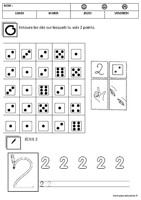 Nombre : je reconnais le chiffre 2 | Ecole, École à la maison, Petite ...