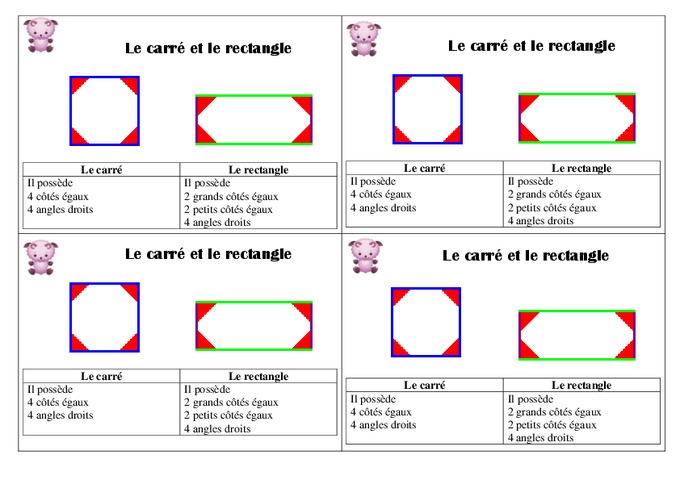 Carré - Rectangle – Ce1 - Leçon - Pass Education