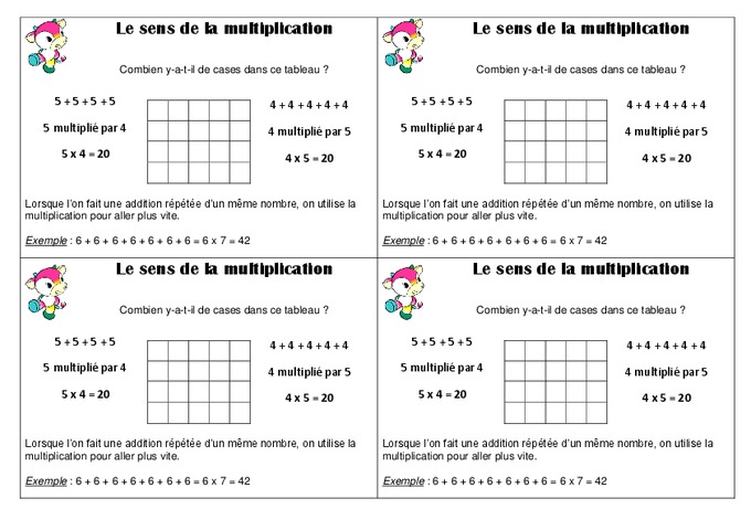 Sens de la multiplication – Ce1 - Leçon - Pass Education