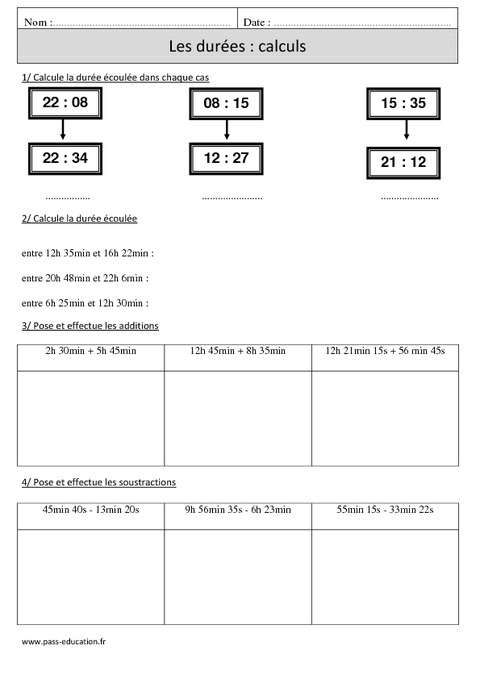 Durées – Calcul - Cm1 – Exercices corrigés – Mesures – Mathématiques ... Durées – Calcul - Cm1 – Exercices corrigés – Mesures – Mathématiques ...