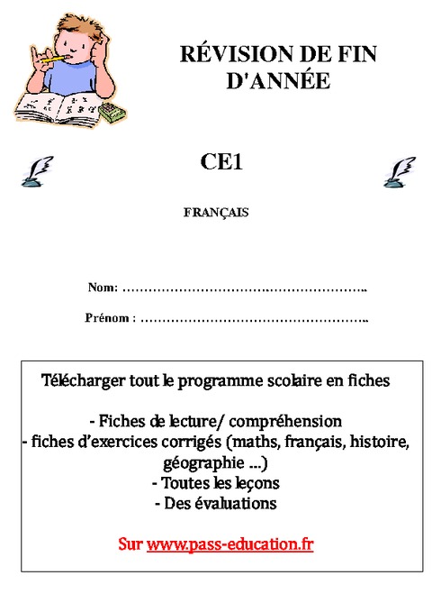 Français - Ce1 - Révisions fin d'année - Evaluation cycle 2 - Pass ...