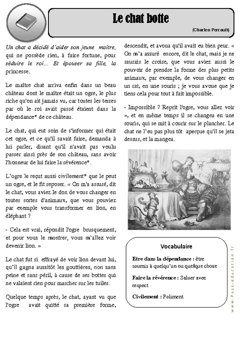 Le chat botté - Charles Perrault - Conte - Ce2 - Cm1 – Arts du langage ...