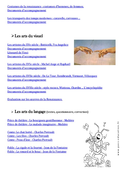 Histoire de l'art - Programme - Ce2 - Cm1 - Cm2 – Exercices ...
