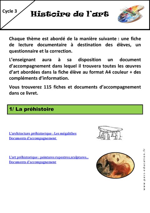 Histoire de l'art - Programme - Ce2 - Cm1 - Cm2 – Exercices ...