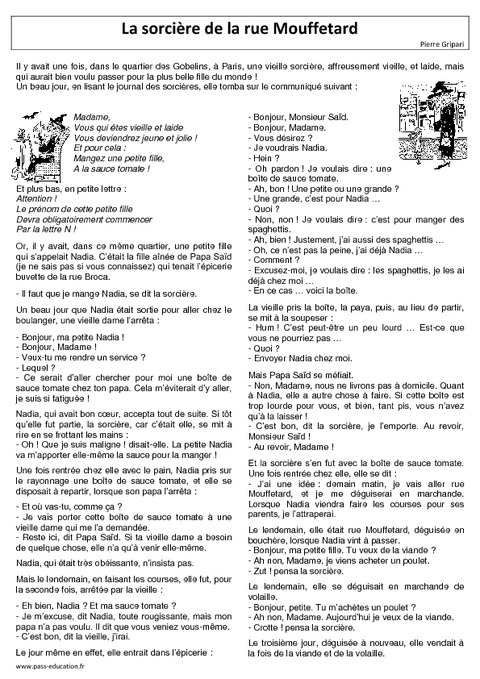 La sorcière de la rue Mouffetard - Halloween - Récit - Ce2 - Cm1 - Cm2 ...