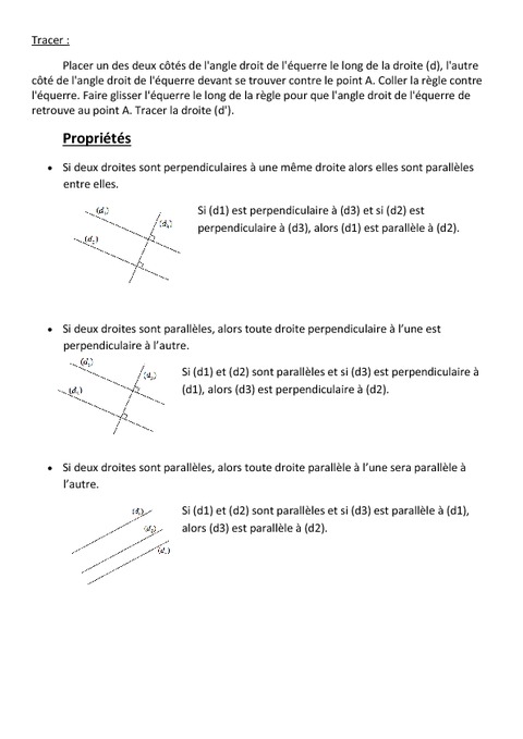 Droites - Cours - 6ème - Droites sécantes - Droites perpendiculaires ...