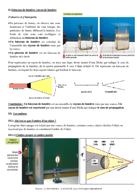 Comment se propage la lumière - Cours – 5ème – Physique – Chimie ...
