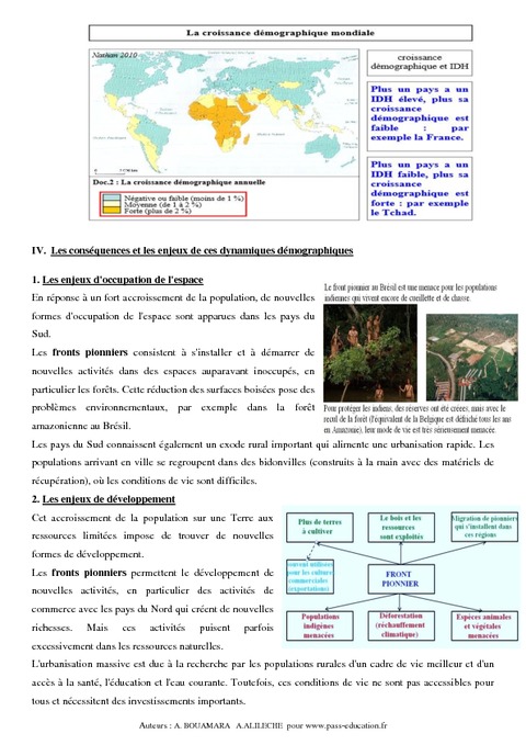 Croissance démographique et développement – Cours – 5ème – Géographie ...