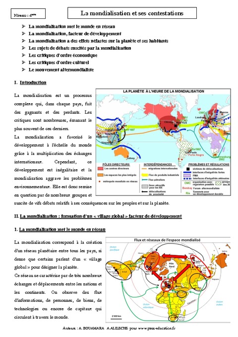 Mondialisation et ses contestations – Cours – 4ème – Géographie - Pass ...