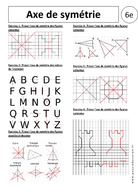 Axe de symétrie - Exercices corrigés - 6ème - Symétrie axiale - Pass ...